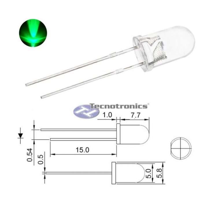 LED Verde de Alto Brilho 5mm Arduíno | Tecnotronics
